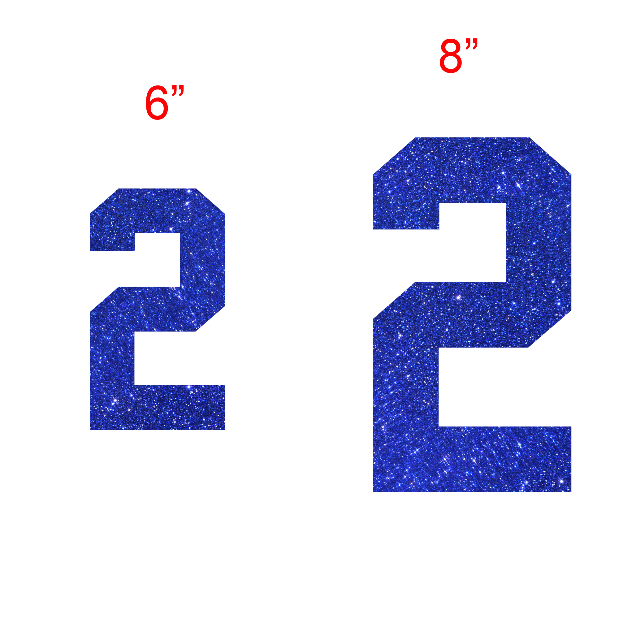 8" Pre-Cut Glitter Numbers with White Underbase, Ready to Press for Da ...